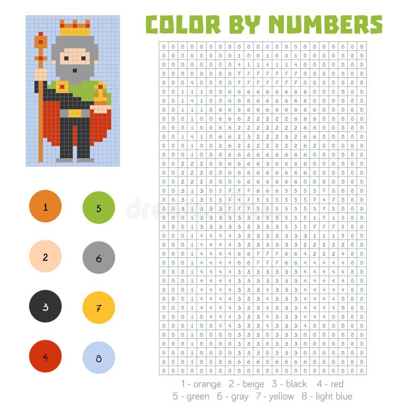 Color by number, King stock vector. Illustration of leisure - 77891058