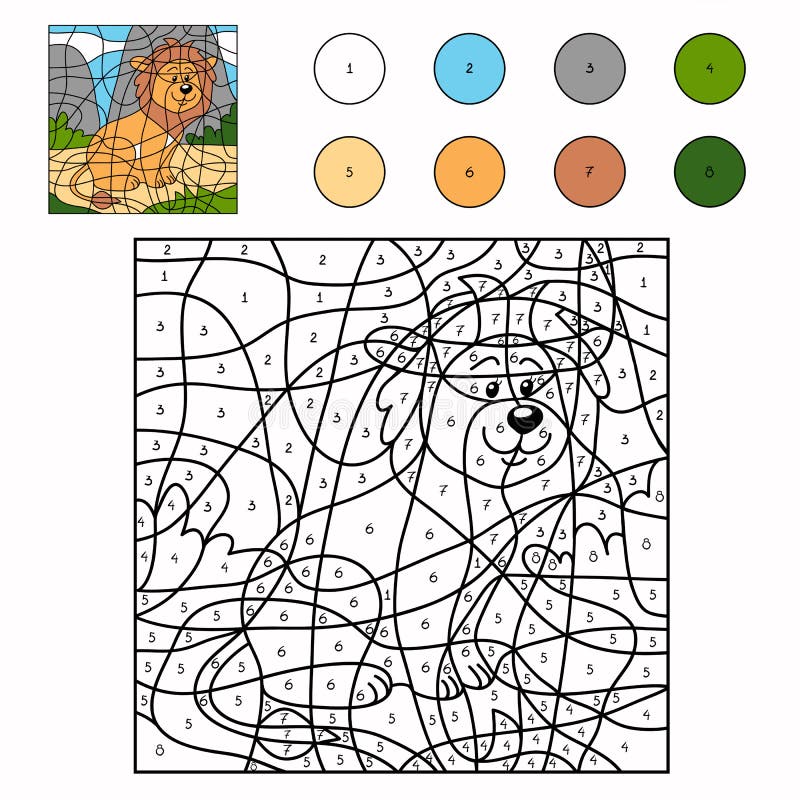 Educational Game for Kids and Toddlers. Color by Numbers. Printable ...