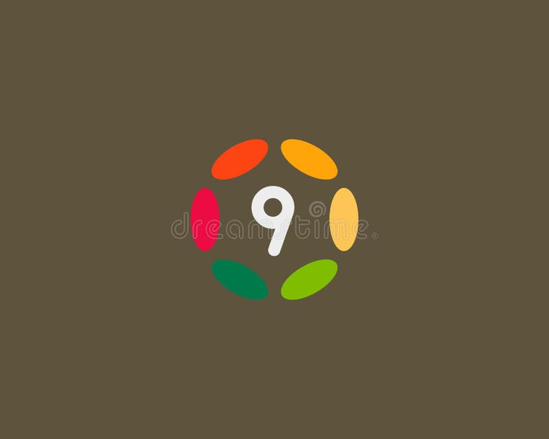 Color Number 9 Logo Icon Vector Design. Hub Frame Numeral Logotype ...