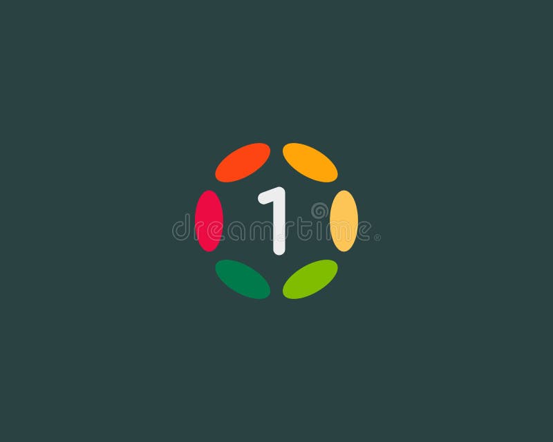 Color Number 1 Logo Icon Vector Design. Hub Frame Numeral Logotype ...