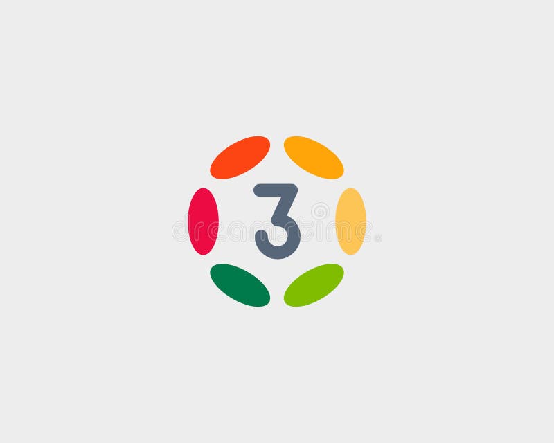 Color Number 3 Logo Icon Vector Design. Hub Frame Numeral Logotype ...