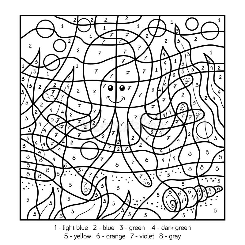 Color By Number Octopus Stock Illustration Download