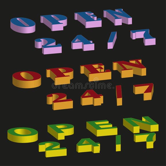Color Number Set. 3D Numeric Shapes. Vector Bold Digits. Gradient ...