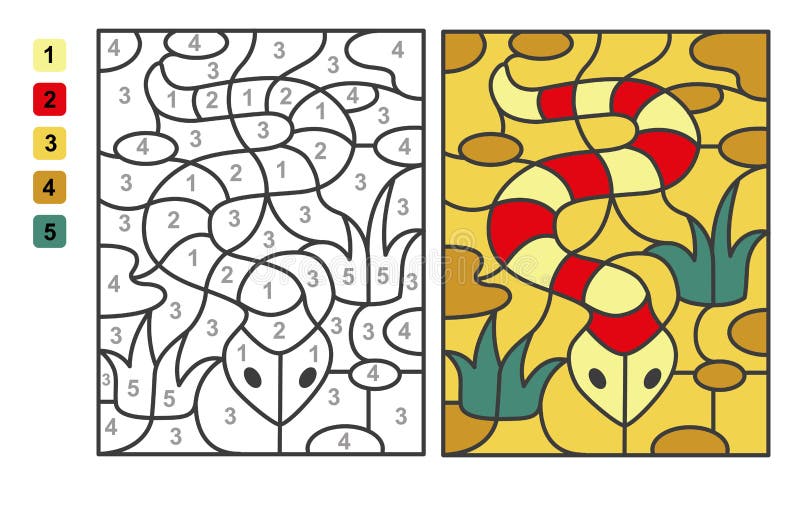 Color by Numbers Snake, Reptile. Puzzle Game for Children Education ... Color by Numbers Snake, Reptile. Puzzle Game for Children Education ...