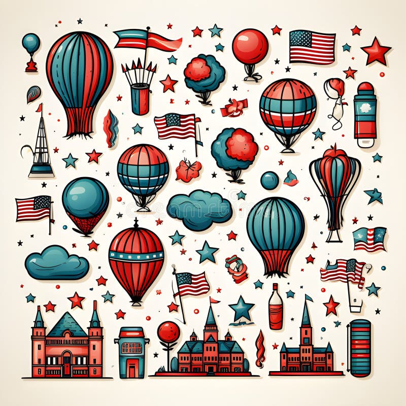 Color Objects on the Independence Day Theme Stock Illustration ...