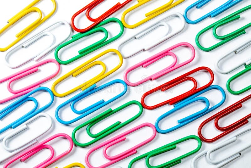 Color Office Clips. Office Background. Stock Photo - Image of paperclip ...