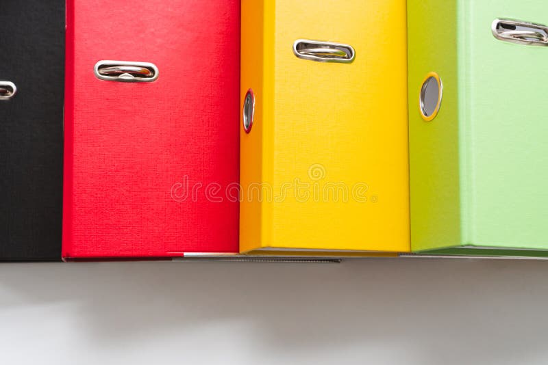 Color Office Document Folders Isolated on White Background. Top View ...