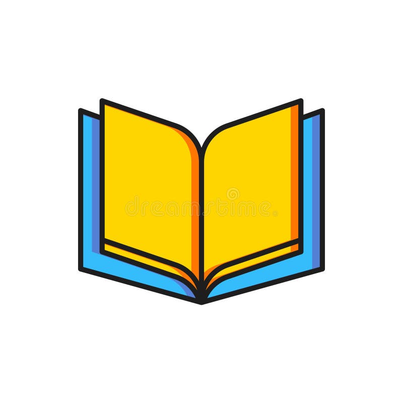 Color Open Book Icon Isolated on White Background. Flat Filled Outline ...