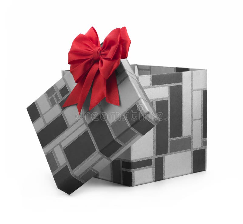 Color Open Gift Box with White Bow Isolated on White Stock Photo ...