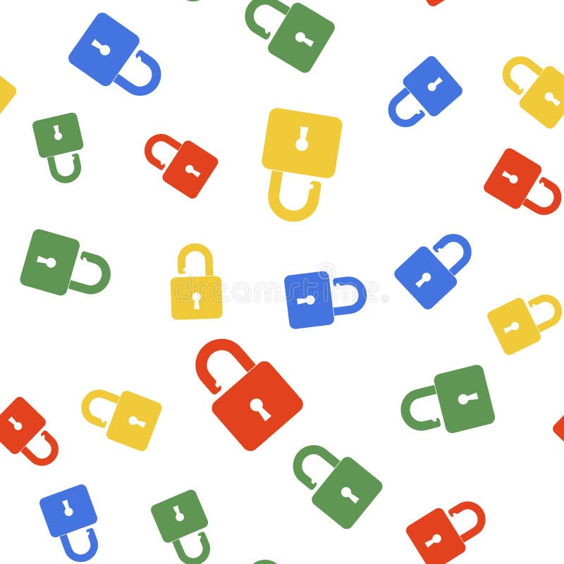 Color Open Padlock Icon Isolated Seamless Pattern on White Background ...