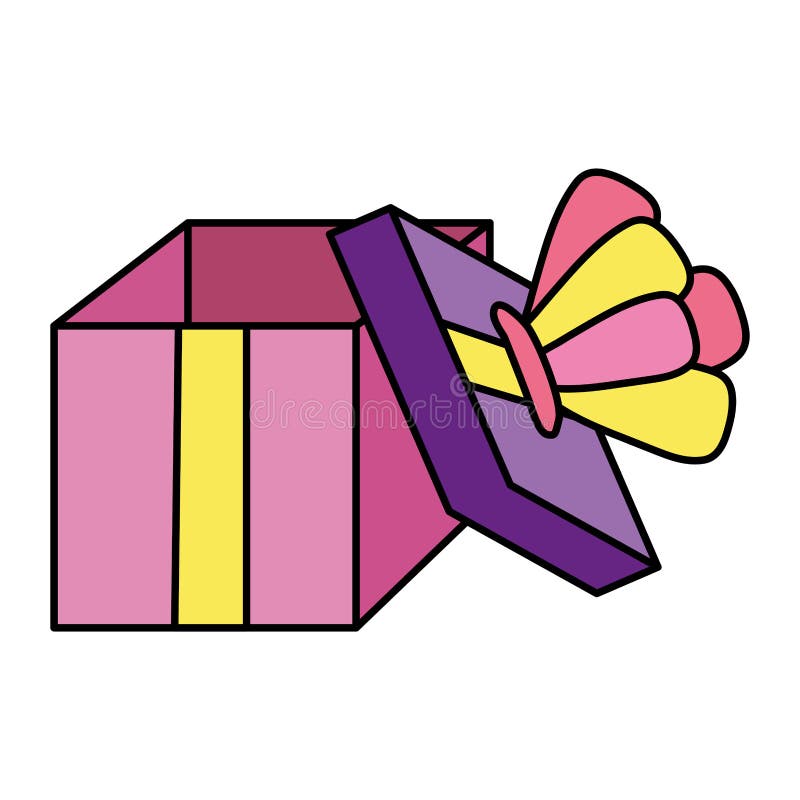 Color Open Present Box with Crown Style Stock Vector - Illustration of ...
