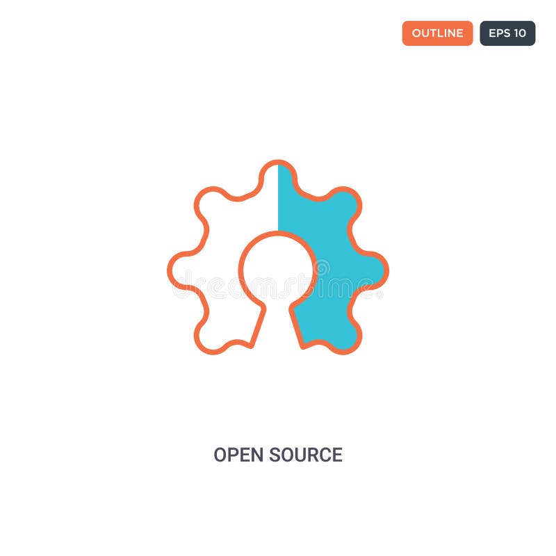2 Color Open Source Concept Line Vector Icon. Isolated Two Colored Open ...