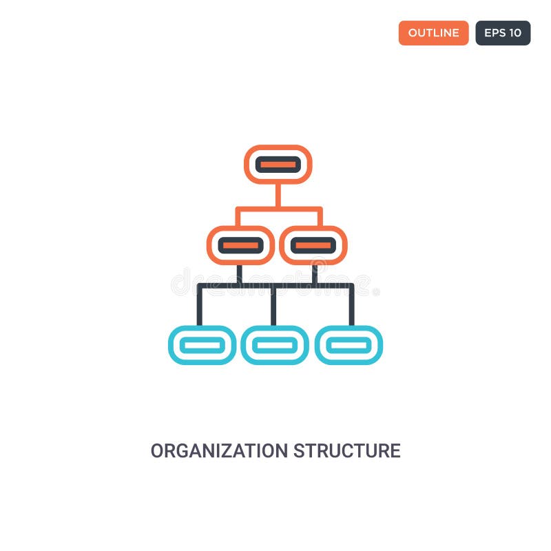 2 Color Organization Structure Concept Line Vector Icon. Isolated Two ...