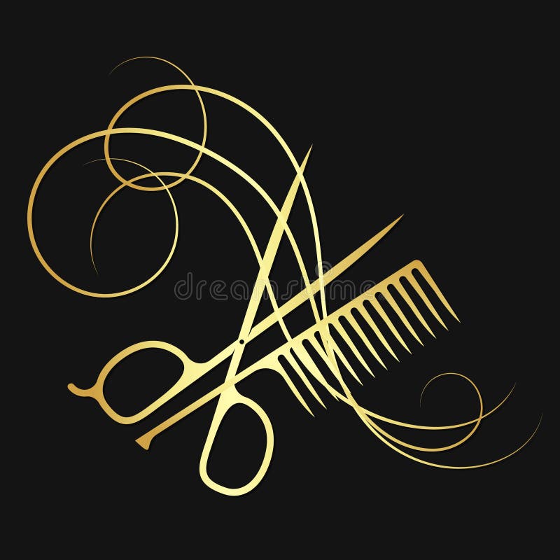 Tijeras Con Un Peine Y Un Pelo Del Rizo Ilustración del Vector ... Tijeras Con Un Peine Y Un Pelo Del Rizo Ilustración del Vector ...