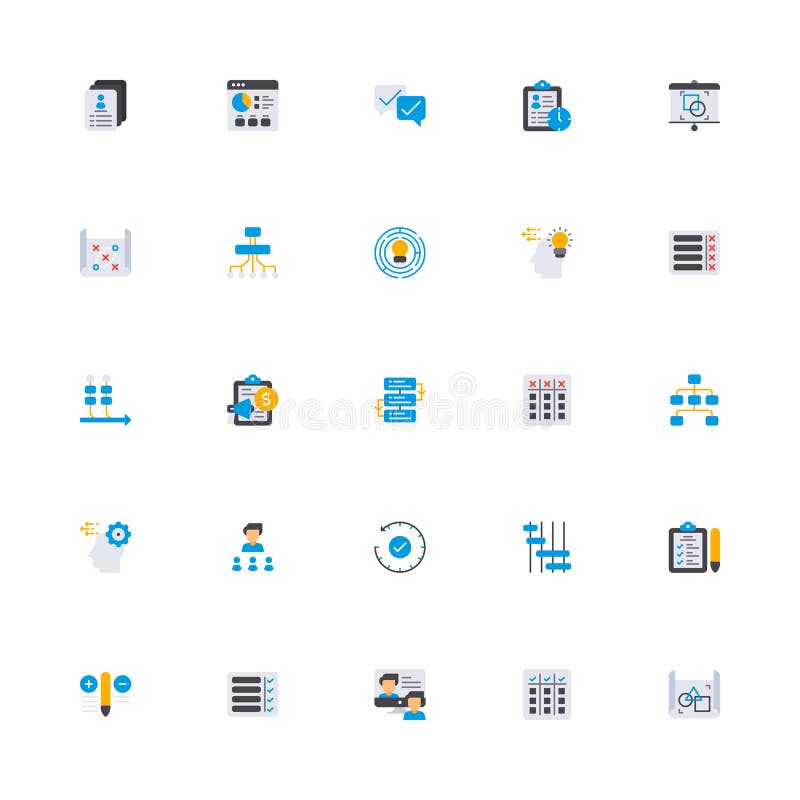 Color Outline Flat Style Project Development Icon. Stock Vector ...