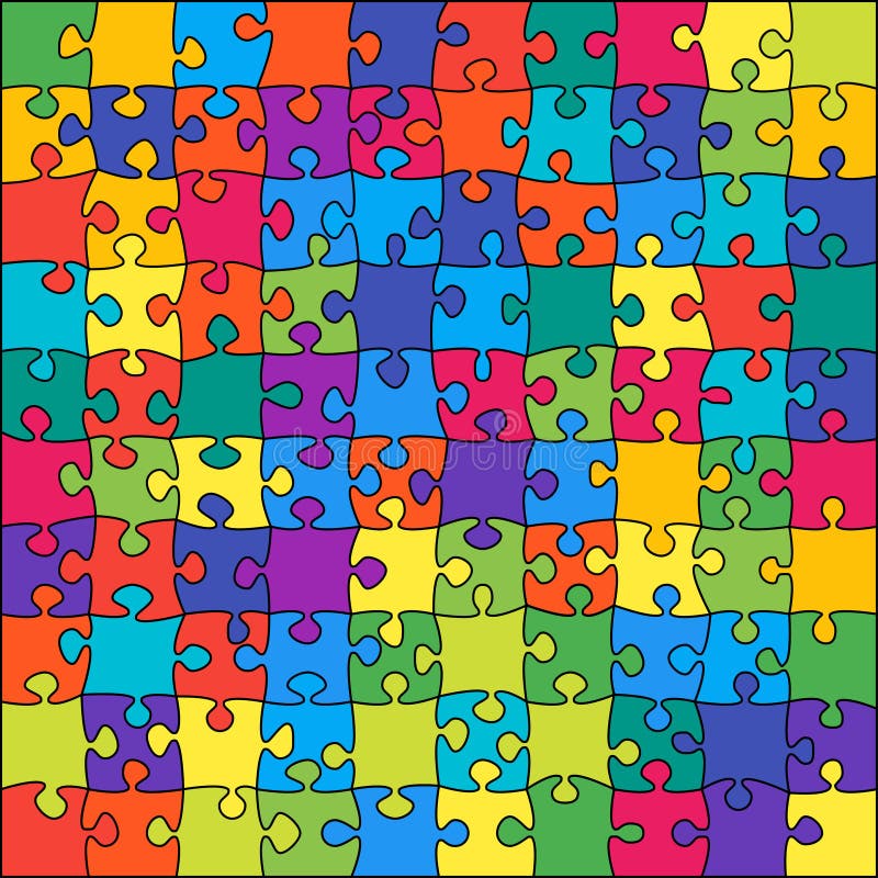 The 100 Color Outline. Jigsaw Puzzle of Banner. Stock Vector ...