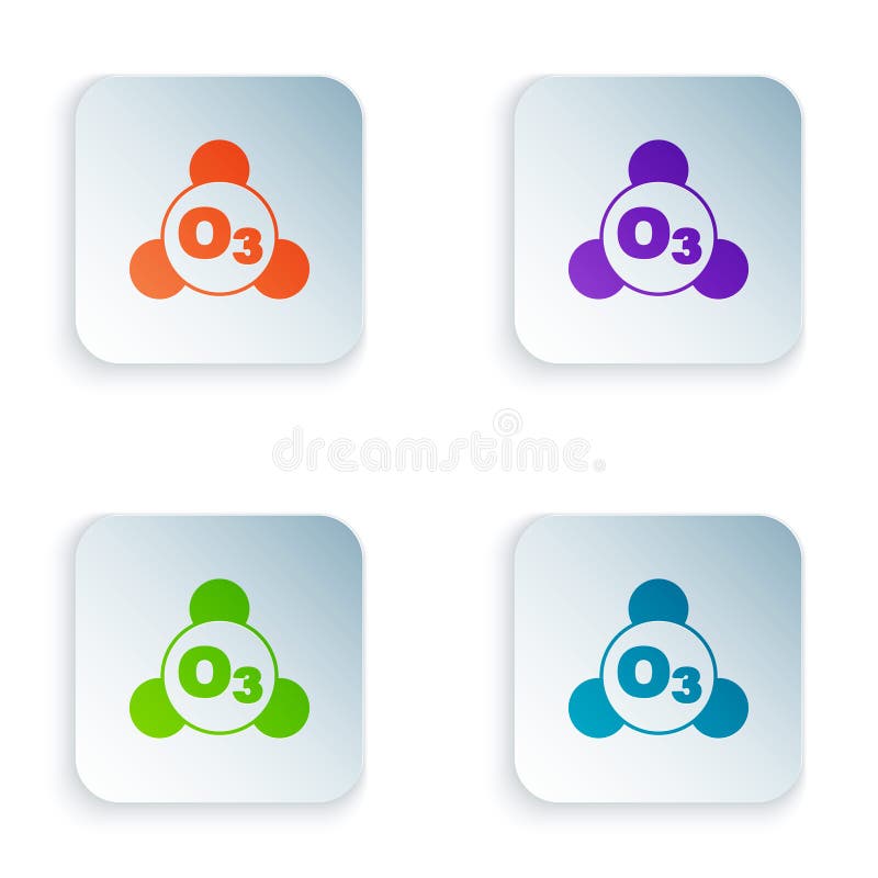 Color Ozone Molecule Icon Isolated on White Background. Ozone, O3 ...