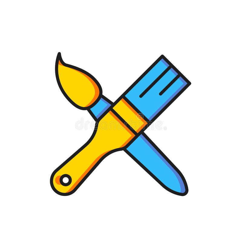 Color Paint Brush Icon Isolated on White Background. Flat Filled ...