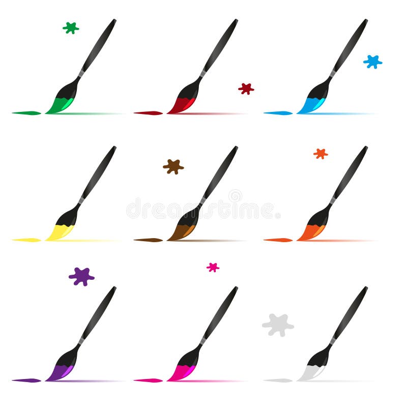 Color Paint Brush and Paint Vector Icons Set Stock Vector ...
