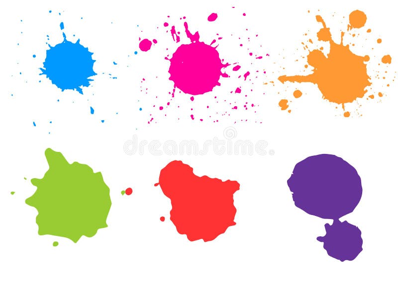Color Paint Splatters.Paint Splashes Set.Vector Illustration Des Stock ...