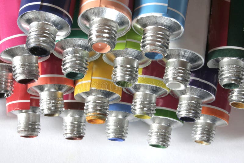 Paint Tubes and Primary Colors on Canvas Stock Image - Image of craft ...