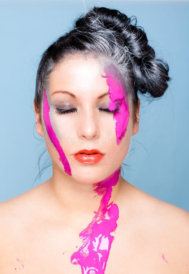 Color paint woman beauty stock image. Image of drip, glamour - 13006619