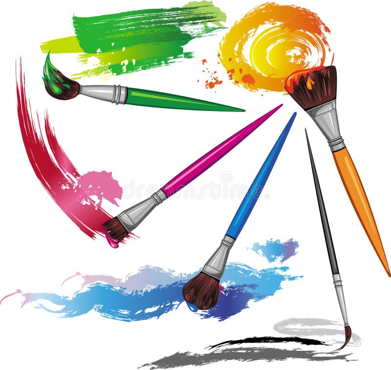 Color Paintbrush with Splashes Stock Vector - Illustration of abstract ...