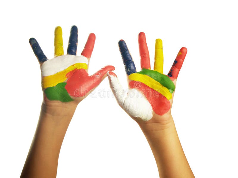Color painted child hand stock photo. Image of concentration - 9329212