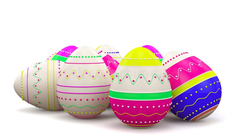 Color Painted In Neon Colors Modern Easter Eggs Stock Illustration ...