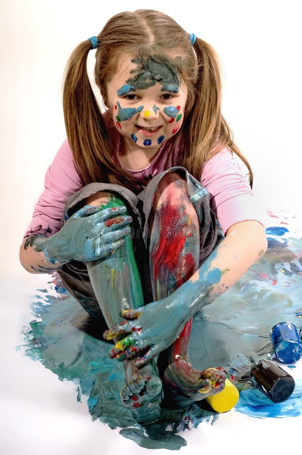Color paints stock image. Image of creative, child, girl - 13079505