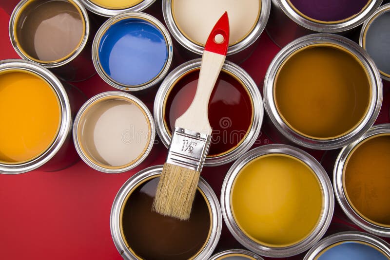 Color Palette, Can, Red Background Stock Photo - Image of frame ...