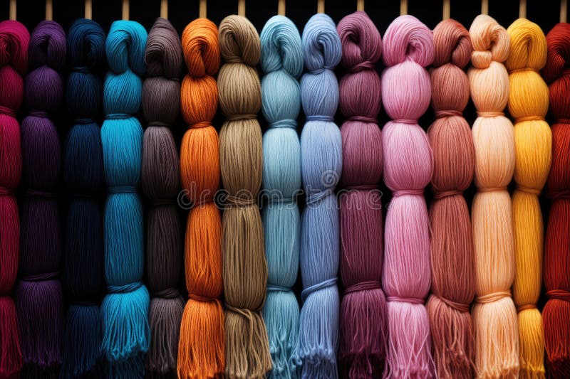 Color Palette of Colored Wool Threads for Knitting Stock Image - Image ...