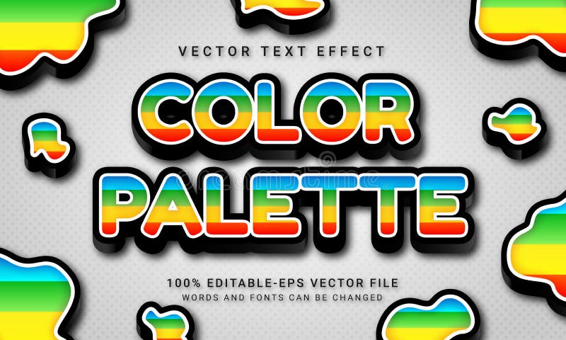 Color Palette 3d Text Style Effect Stock Vector - Illustration of bold ...