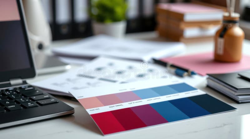 Color Palette and Design Tools Arranged on a Modern Workspace with ...