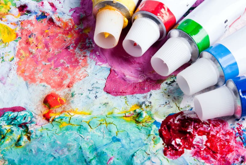Color Palette with Different Color Tubes Stock Photo - Image of color ...