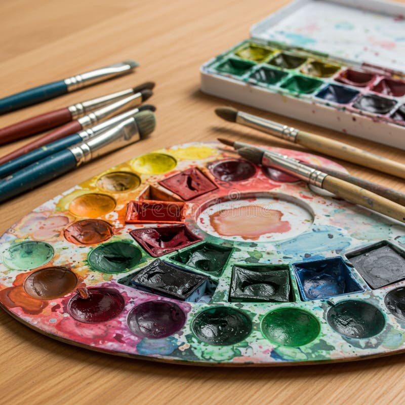 A Color Palette Featuring an Array of Vibrant Paints, Arranged in a ...