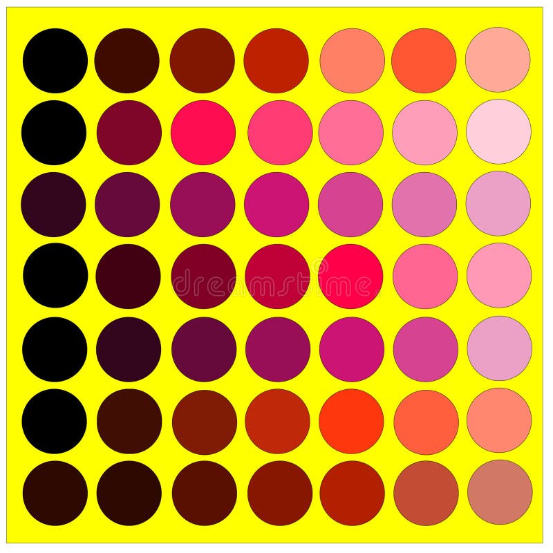 Color Palette Grid: 42 Circle Swatches on Yellow Background Stock ...