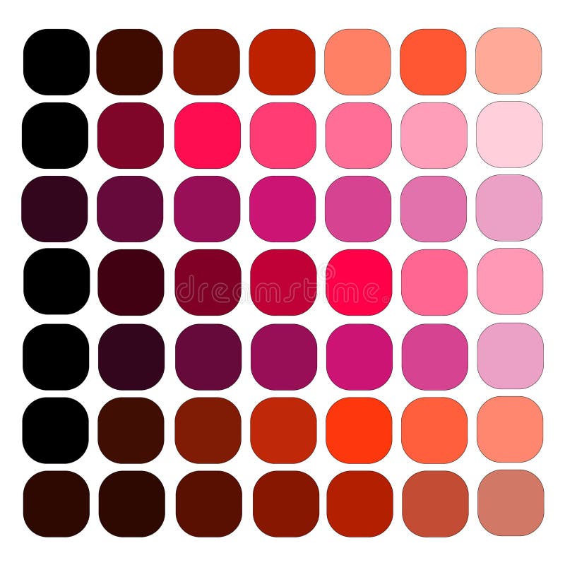 Color Palette Grid: 42 Rounded Square Swatches on White Background ...