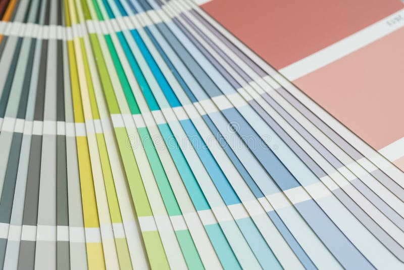Color Palette, Guide of Paint Samples Catalog View Stock Image - Image ...