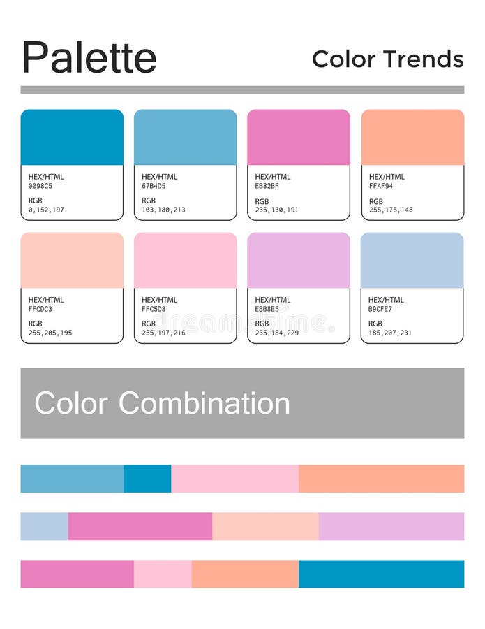 Color Palette, Harmonious Combination, Codes and Names. Fashion Colors ...