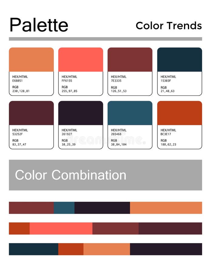 Color Palette, Harmonious Combination, Codes and Names. Fashion Colors ...