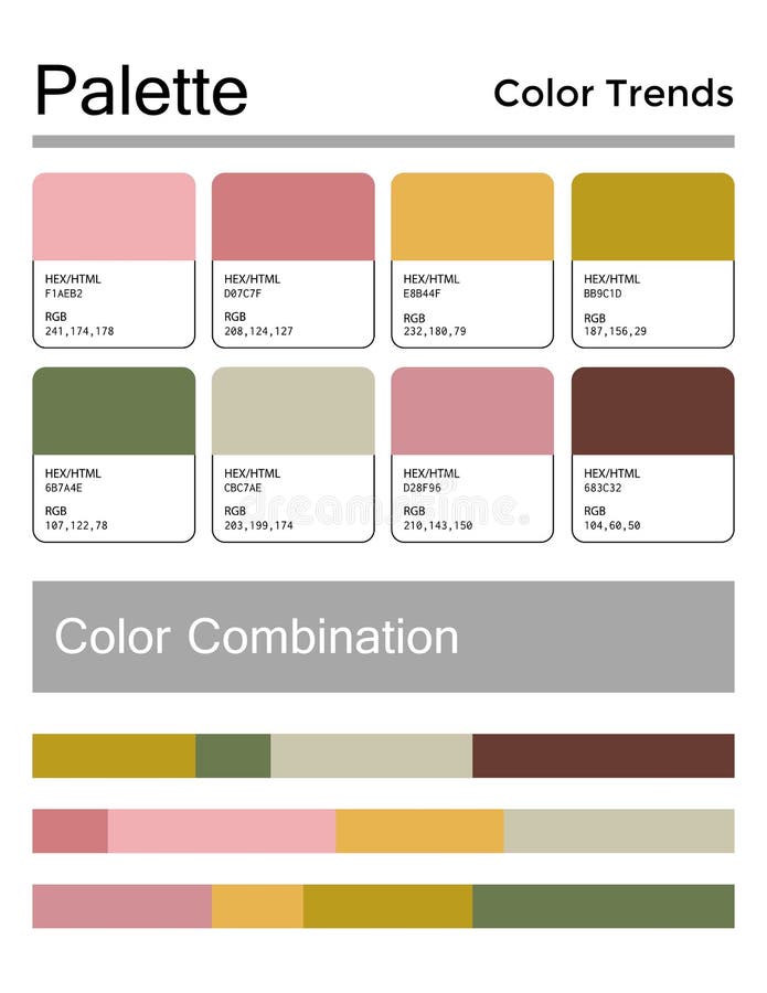Color Palette, Harmonious Combination, Codes and Names. Fashion Colors ...