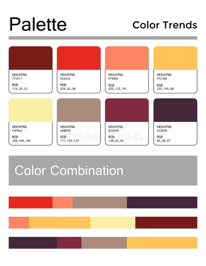 Color Palette, Harmonious Combination, Codes and Names. Fashion Colors ...