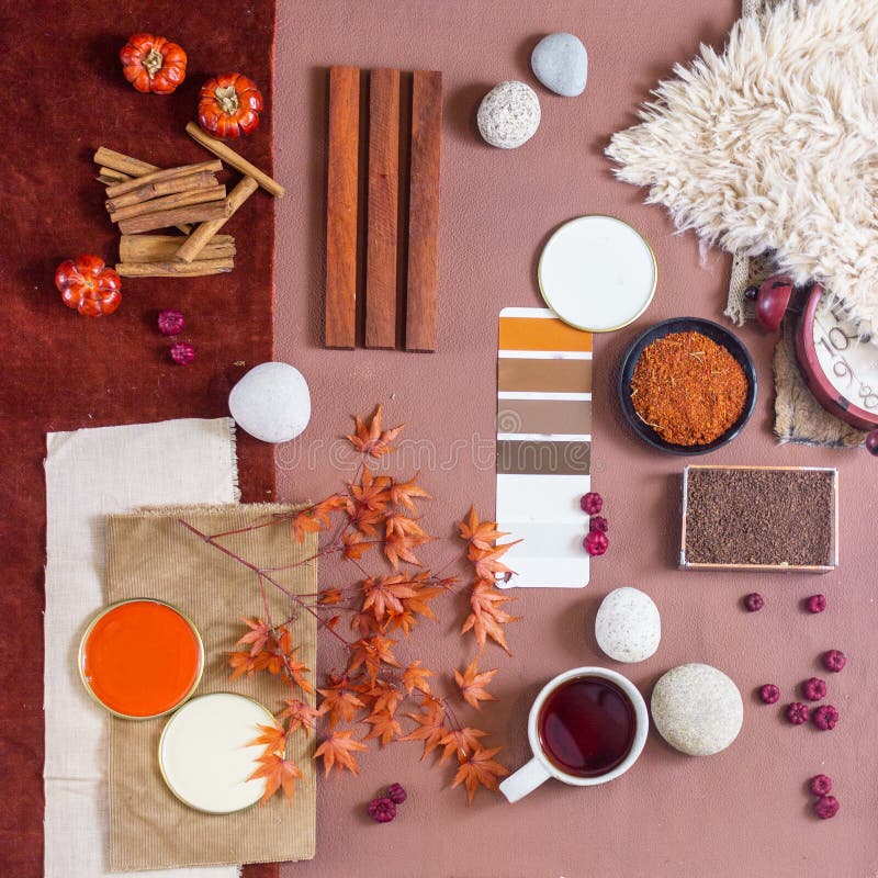 Color Palette Mood Board for Interior Design and Decor Stock Photo ...