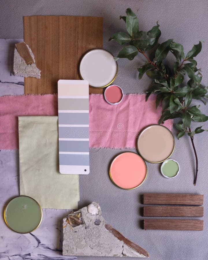 Color Palette Mood Board for Interior Design and Decor Stock Photo ...