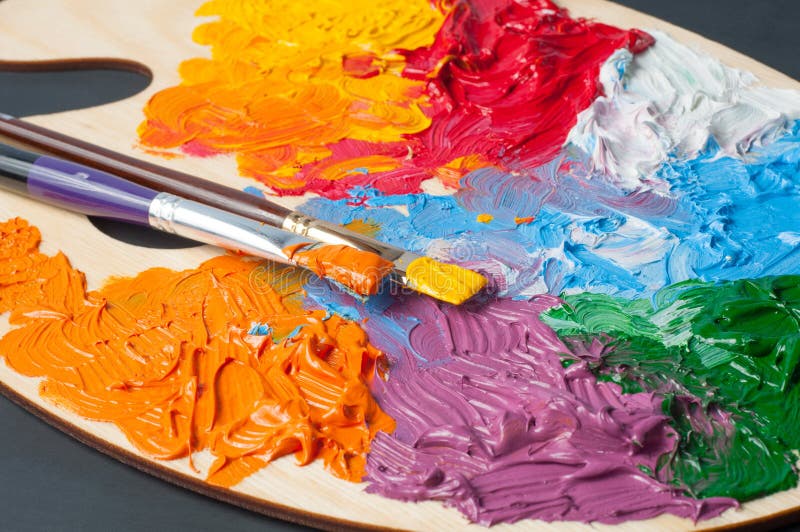 Color Palette with Multi-colored Paints Stock Photo - Image of ...