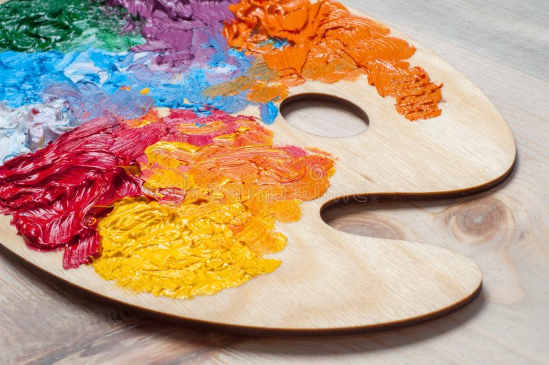 Color Palette with Multi-colored Paints Stock Photo - Image of rainbow ...