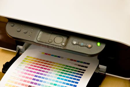 Color Palette on Paper and Printer Stock Image - Image of equipment ...