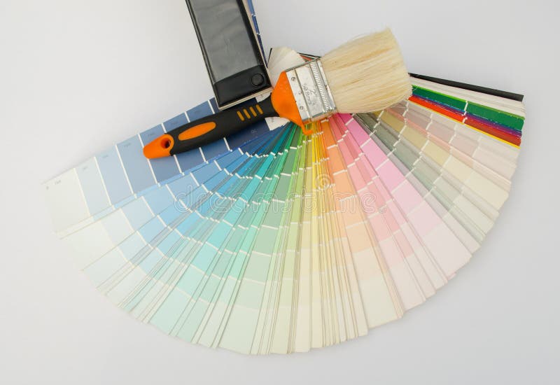 Color Palette Shades Examples and Brush on Palette Stock Image - Image ...