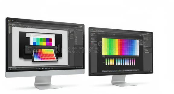 Color Palette Software Interface Two Computer Screens Display a Color ...